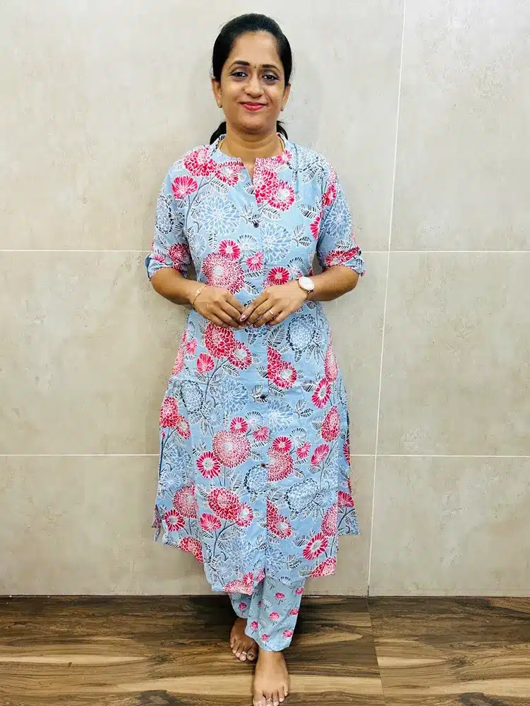 Printed premium cotton top with printed cotton bottom