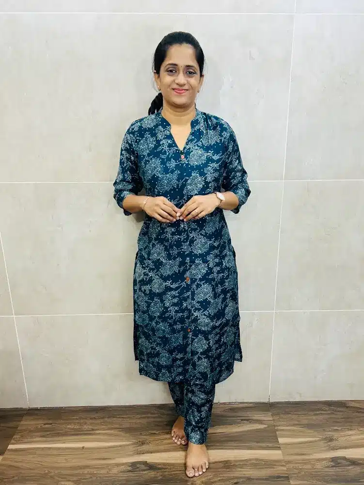 Printed silk cotton top with printed silk cotton bottom