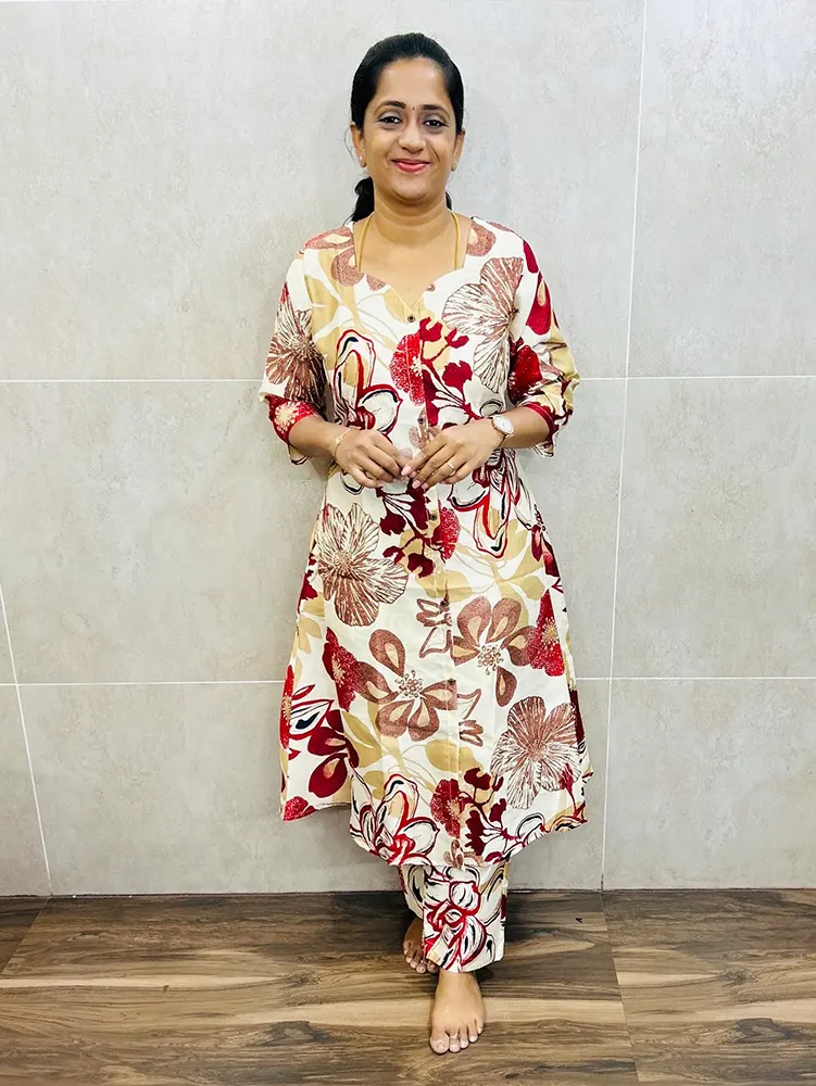 Soft silk cotton top paired with silk cotton bottom