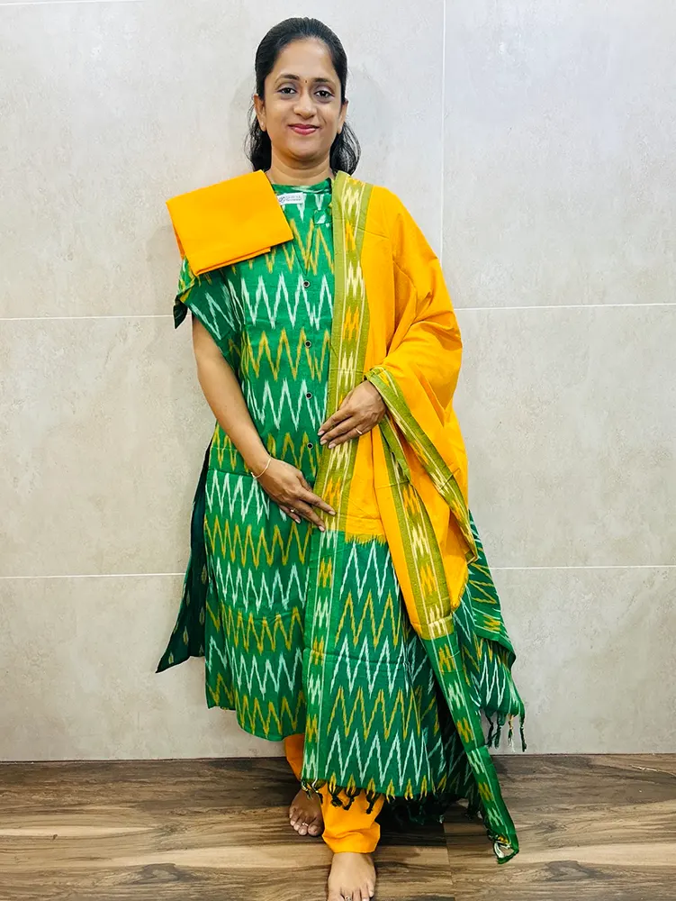 Pure handloom Ikkat cotton set